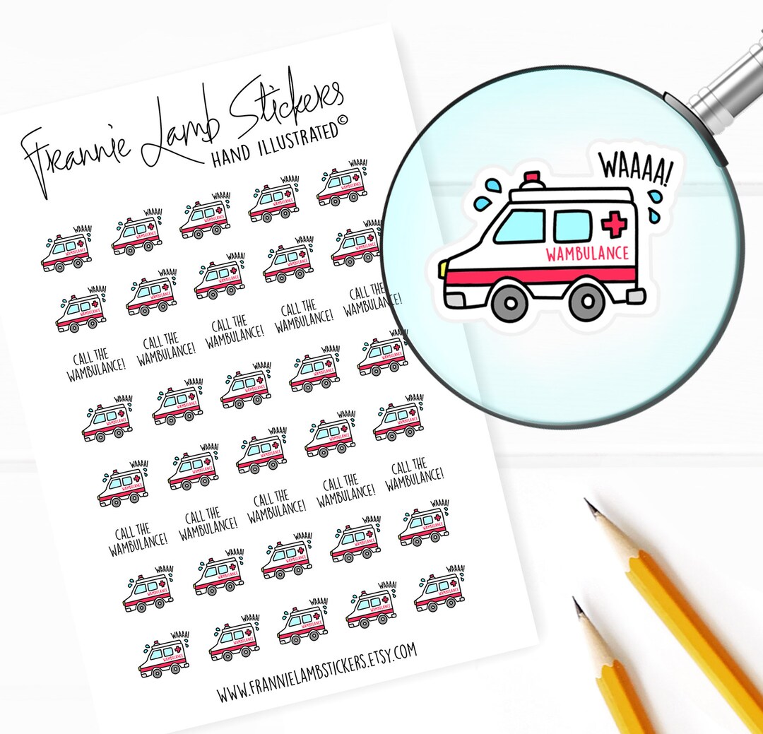 Wambulance Stickers (1/2" Each), Bad Day Planner Stickers, Mood and Bad ...