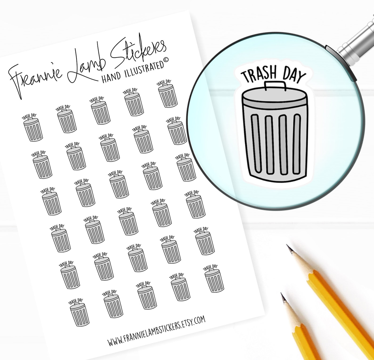 Trash Day Stickers (1/2" Each), Planner Stickers, Chore Stickers for ...