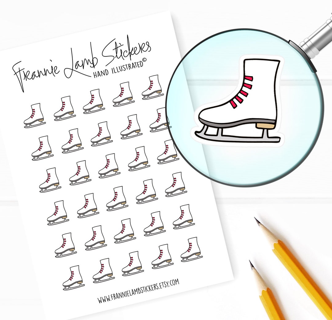 Ice Skate Stickers (1/2" Each), Sports Planner Stickers, Sports ...