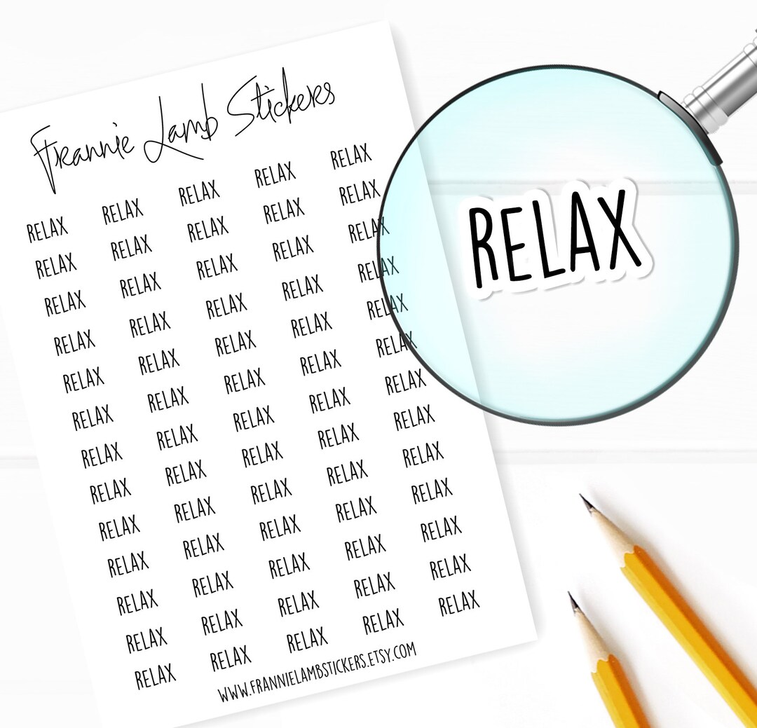Relax Stickers, 52 Stickers/labels, Stickers for Planner, Calendars and ...