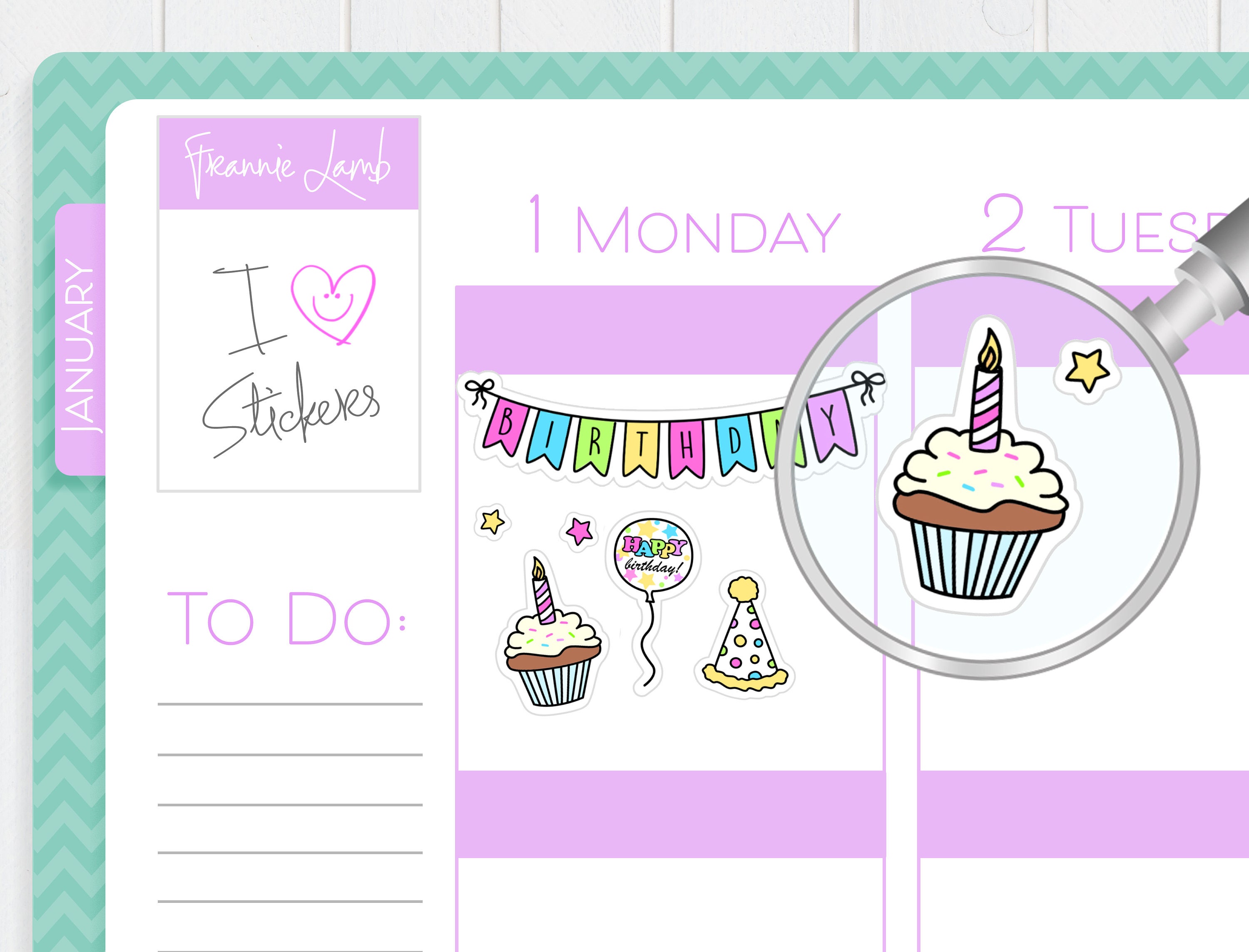 Birthday Planner Stickers Cute Birthday Stickers Birthday | Etsy