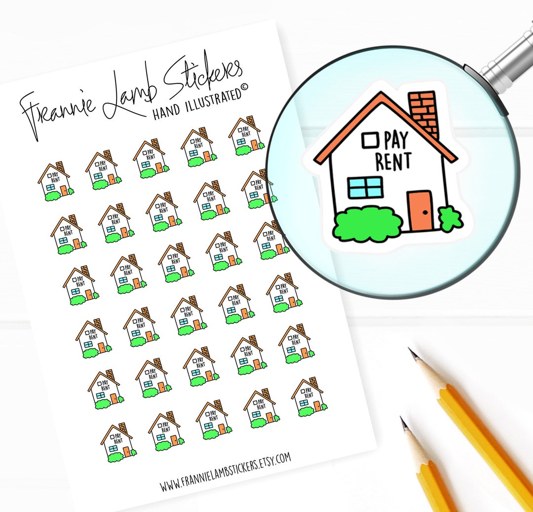 Rent Due Stickers (1/2" Each), Planner Stickers, Bill and Chore ...