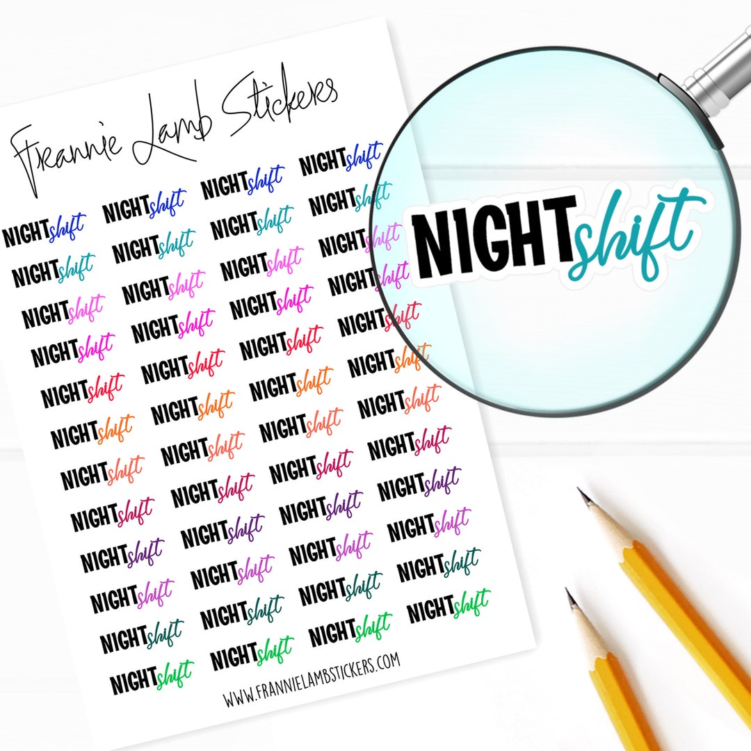 Night Shift Planner Stickers, 36 Labels for Planners, Calendars and ...