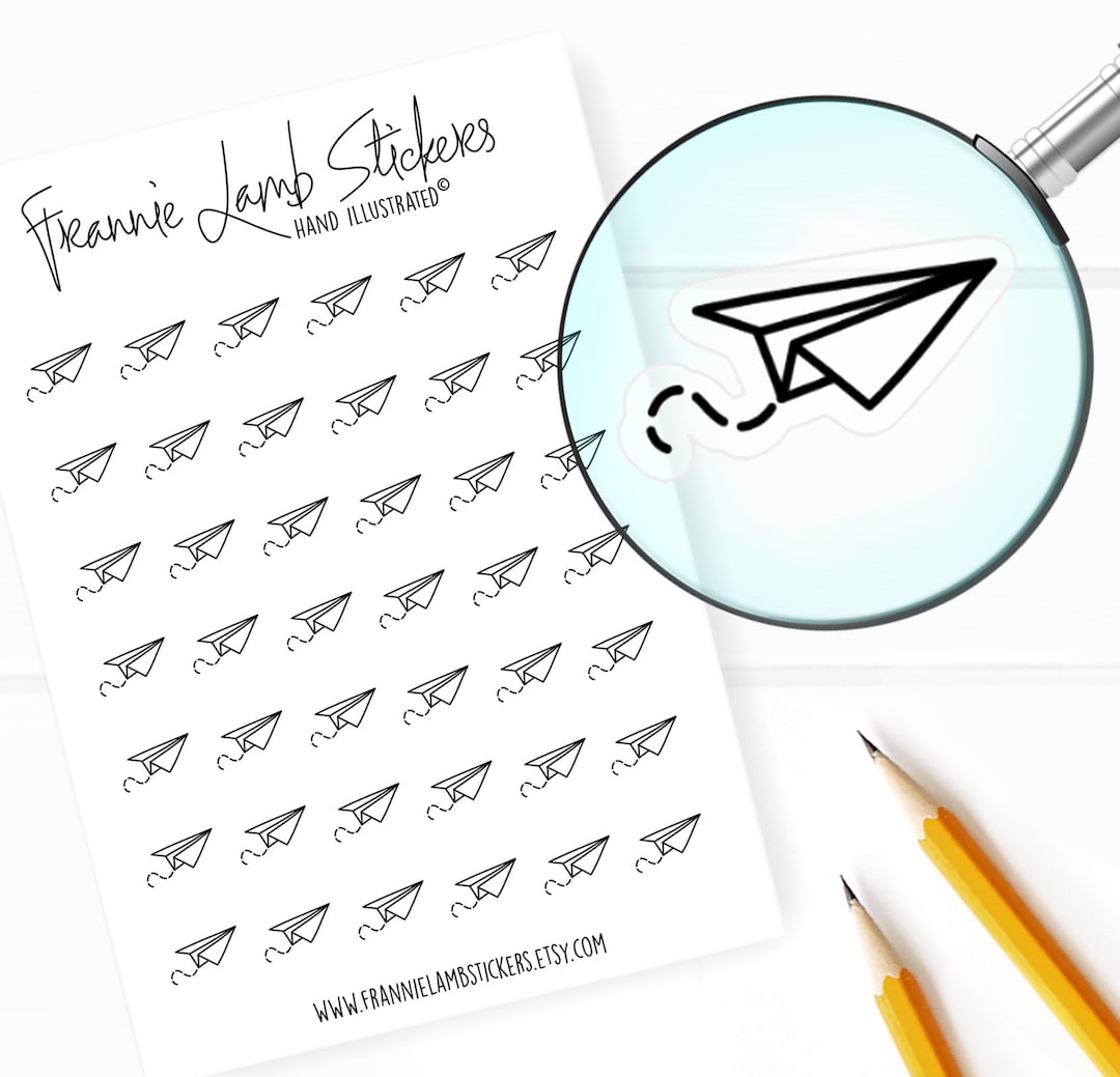 42 Clear Planner Stickers (1/2" Each), Paper Airplane Stickers, Work ...