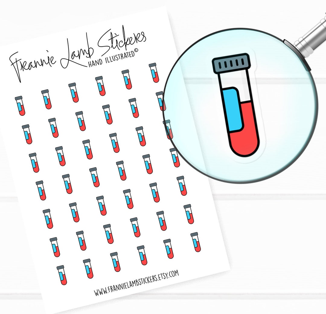 42 Clear Planner Stickers (1/2" Each), Blood Test Stickers, Medical and ...