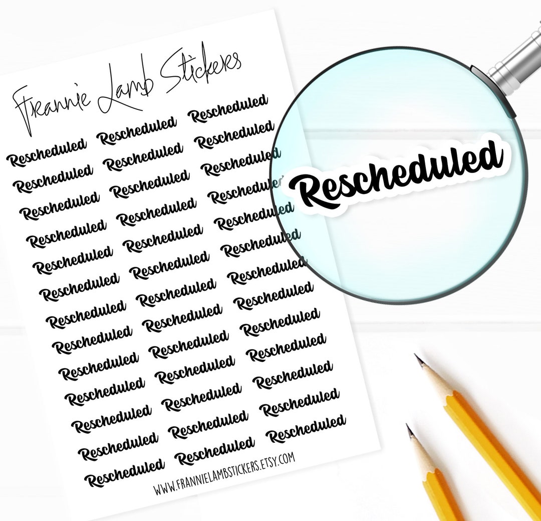 Rescheduled Stickers, 52 Labels for Planners, Calendars and More, Color ...