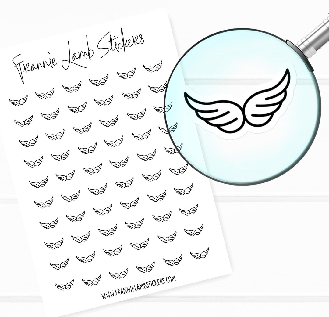 60 Clear Angel Wing Stickers (1/2" Each), Stickers for Planners and ...