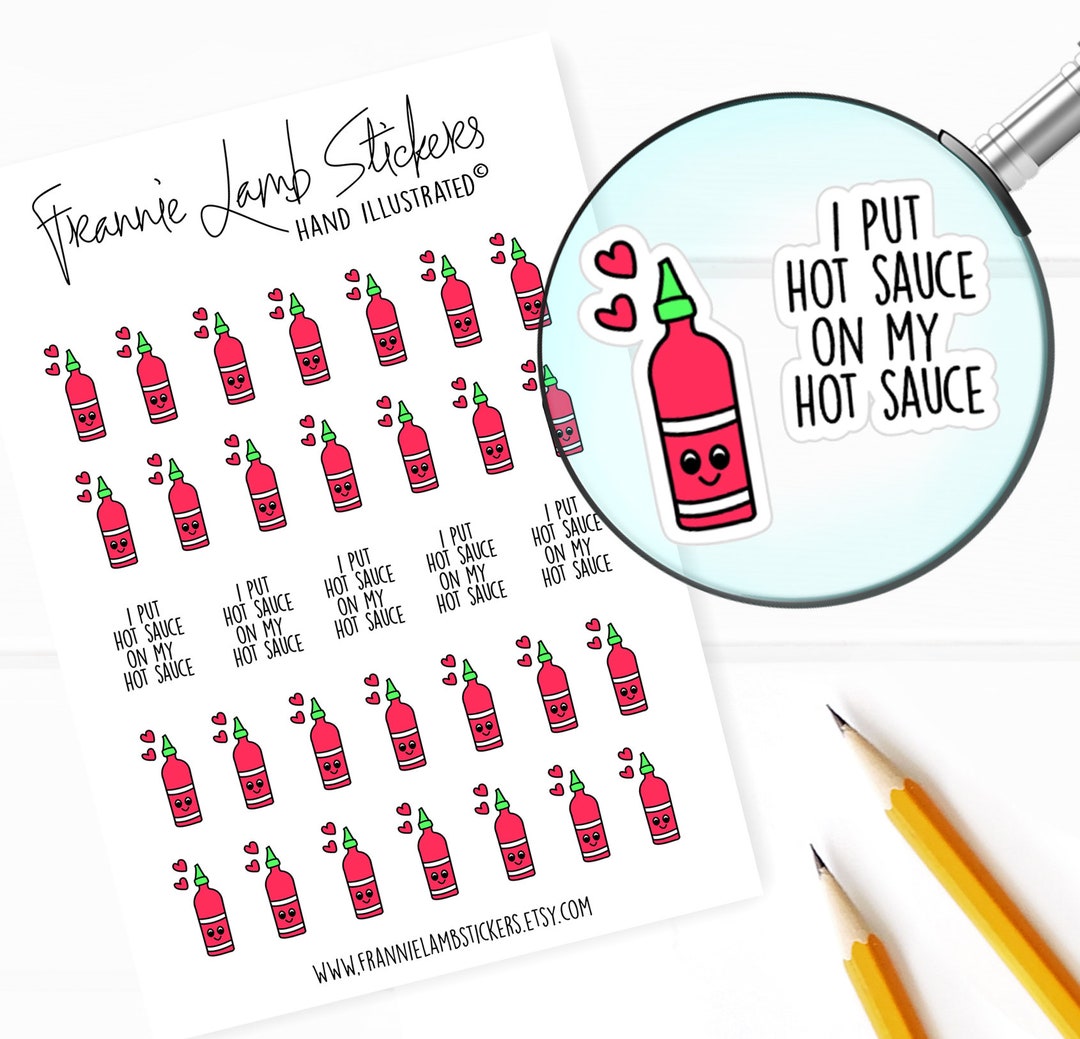 Hot Sauce Stickers (1/2" Each), Planner Stickers, Food Stickers for ...