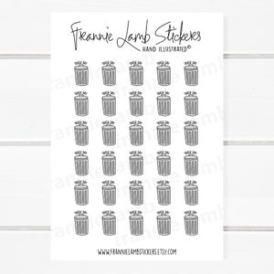Trash Day Stickers (1/2" Each), Planner Stickers, Chore Stickers for ...