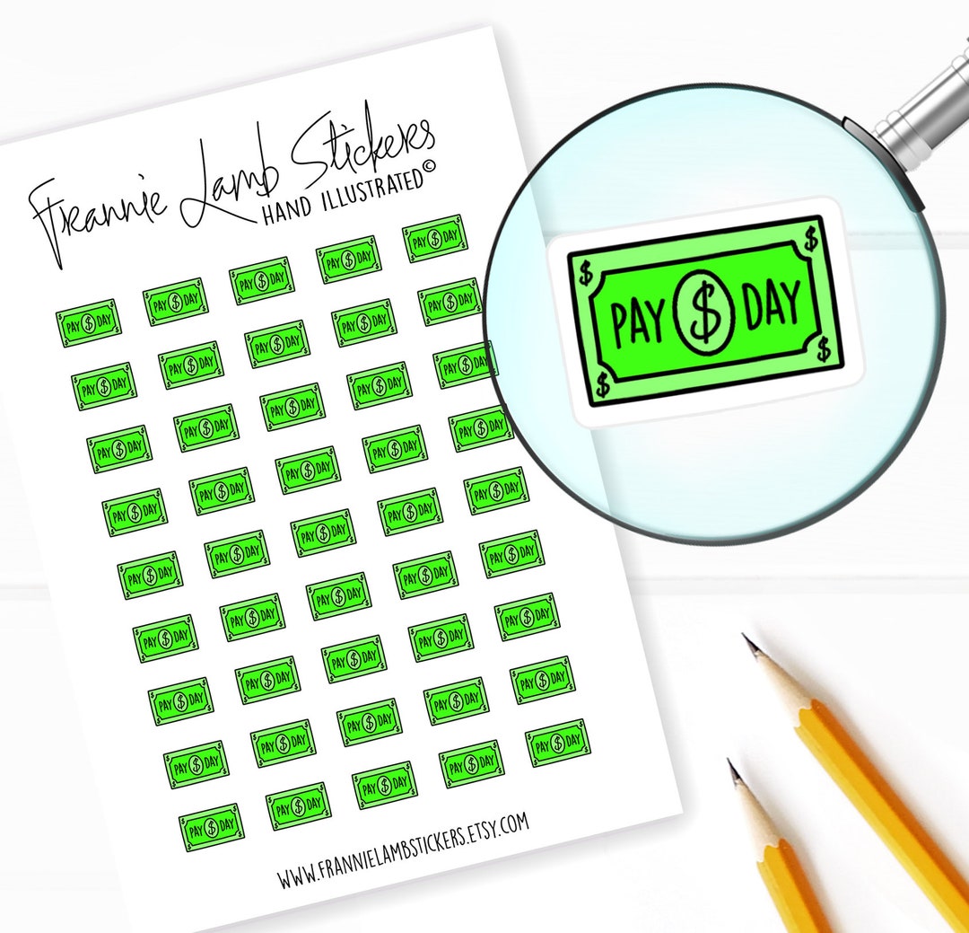 Payday Stickers (1/2" Each), Planner Stickers, Money Stickers for ...