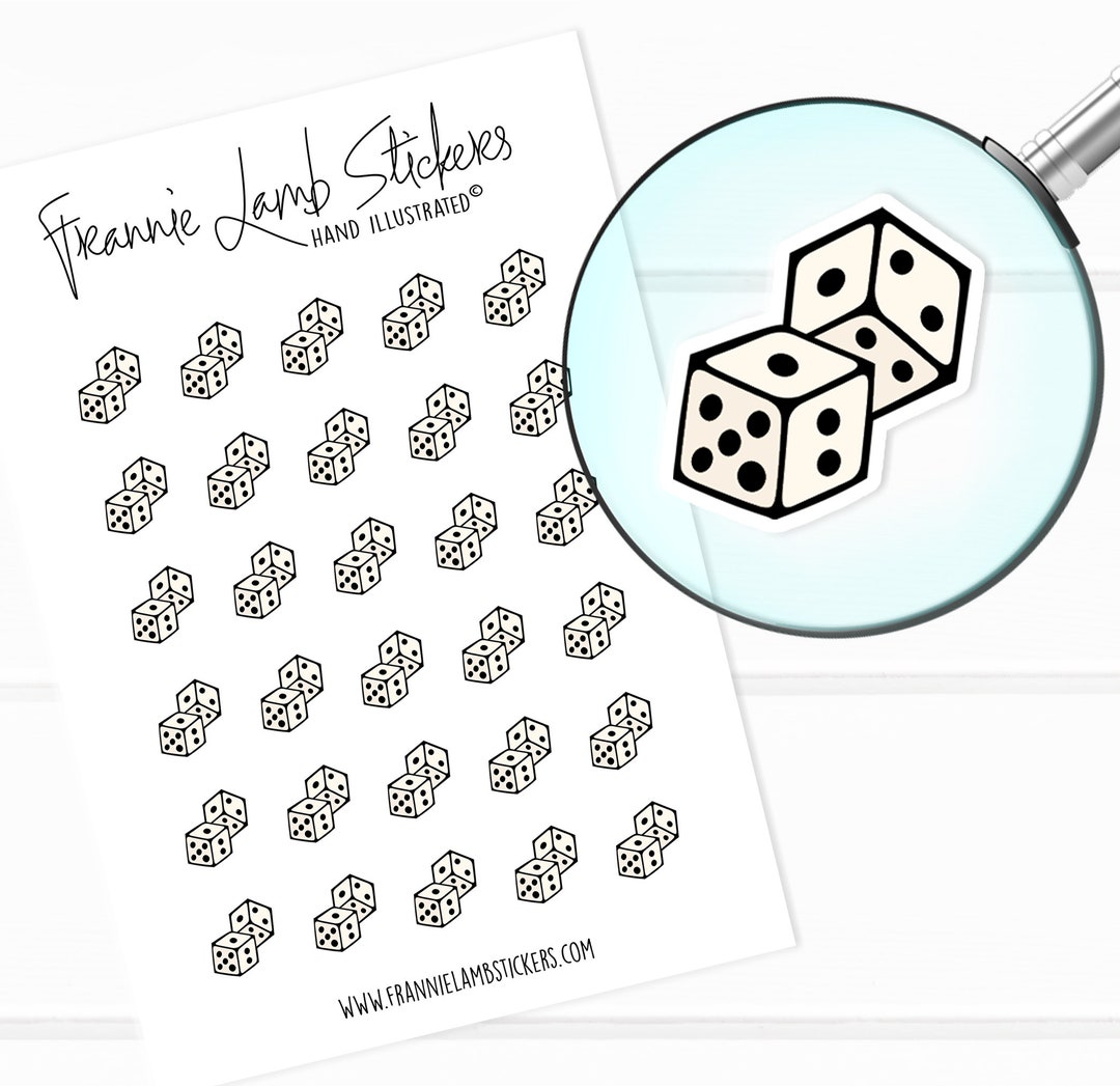 Dice Stickers (1/2" Each), Game Planner Stickers, Stickers for ...