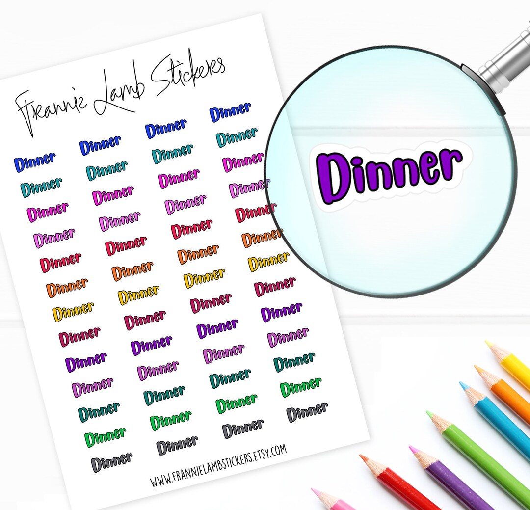Dinner Stickers/labels for Planners, Calendars & Folders, Choice of ...