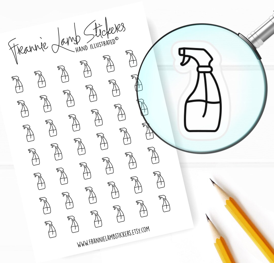 42 Clear Planner Stickers (1/2" Each), Glass Cleaner Planner Stickers ...