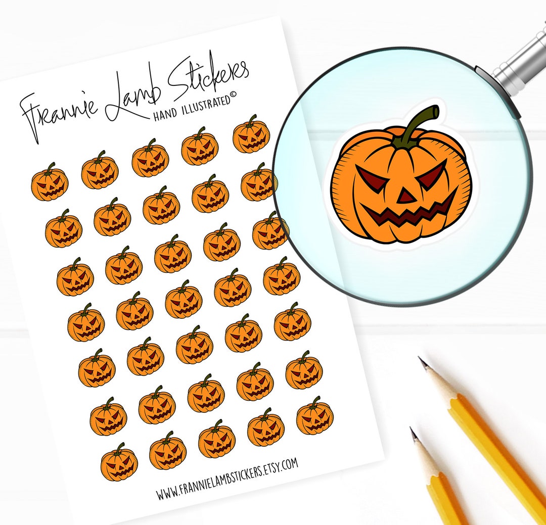 Jack O Lantern Stickers (1/2" Each), Planner Stickers, Halloween and ...