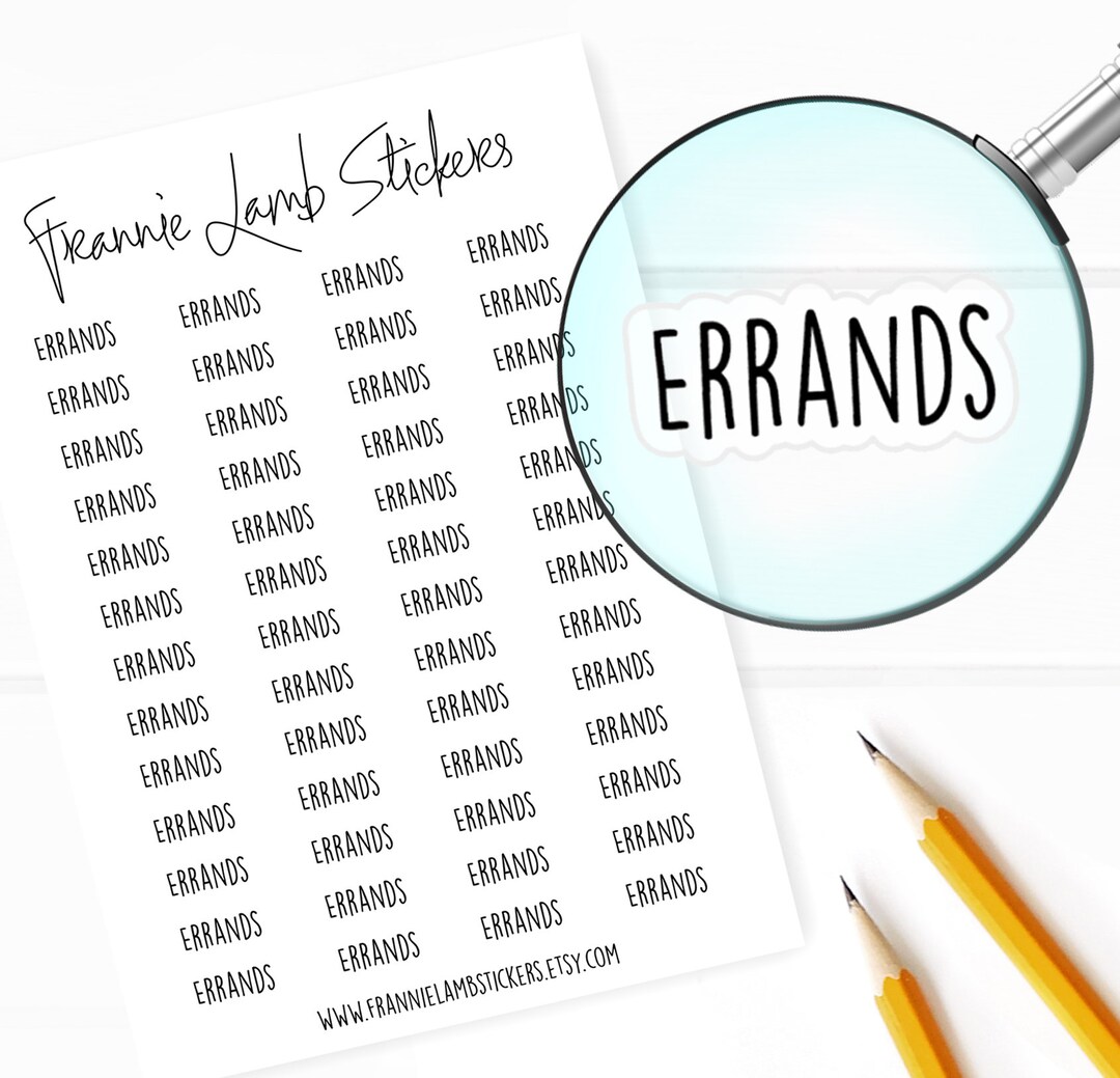 Errands Planner Stickers, 52 Labels for Planners, Calendars and More ...