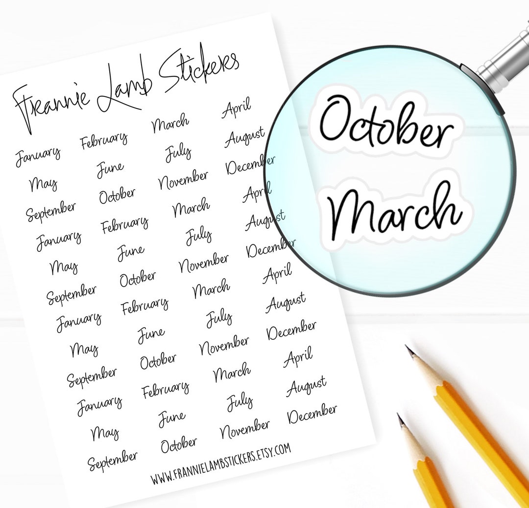 Months Planner Stickers, Labels for Planners, Calendars and More, Color ...
