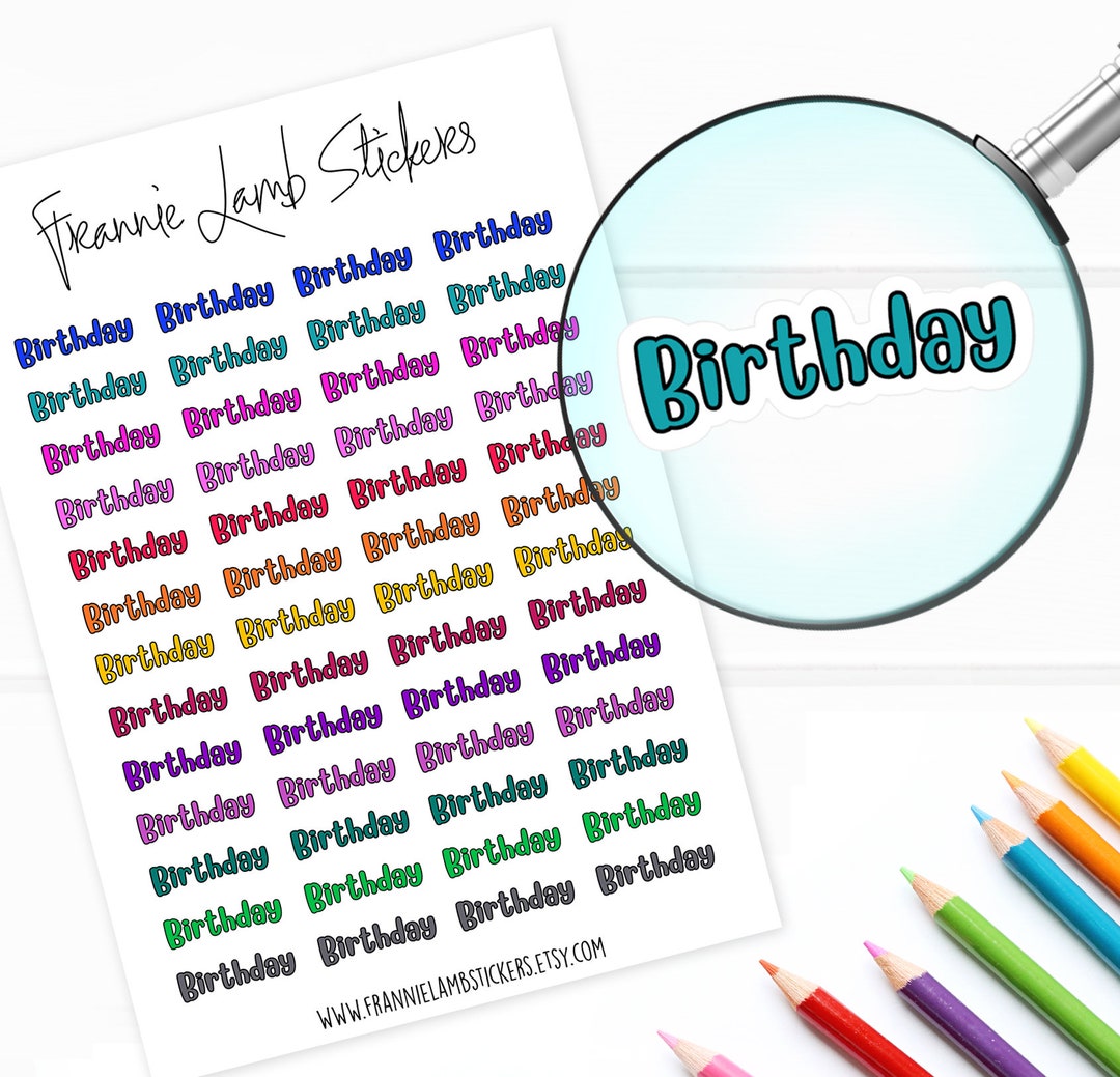 Birthday Stickers/labels for Planners, Calendars & Folders, Choice of ...