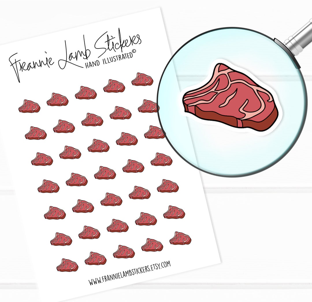 Steak Stickers (1/2" Each), Food Stickers for Calendars, Planners ...