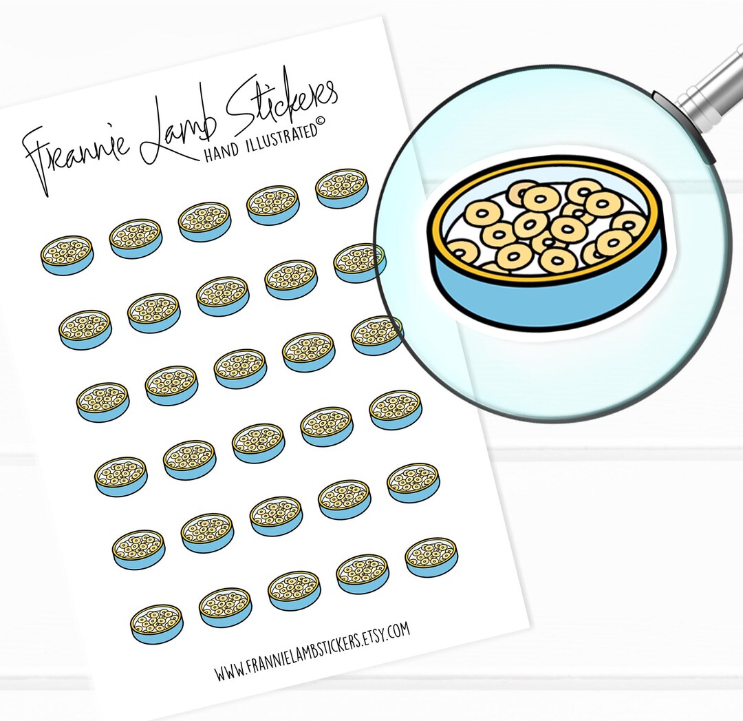 Cereal Stickers (1/2" Each), Planner Stickers, Breakfast Food Stickers ...