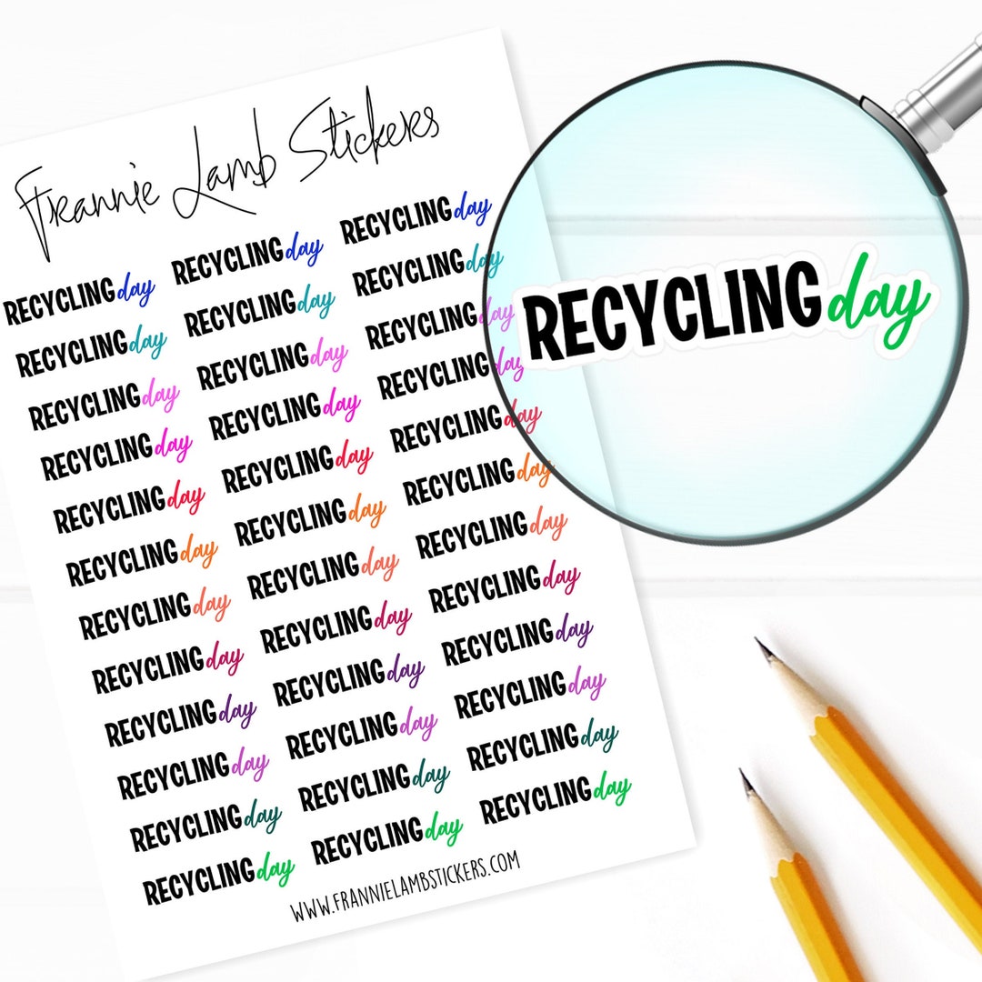 Recycling Day Planner Stickers, 36 Labels for Planners, Calendars and ...