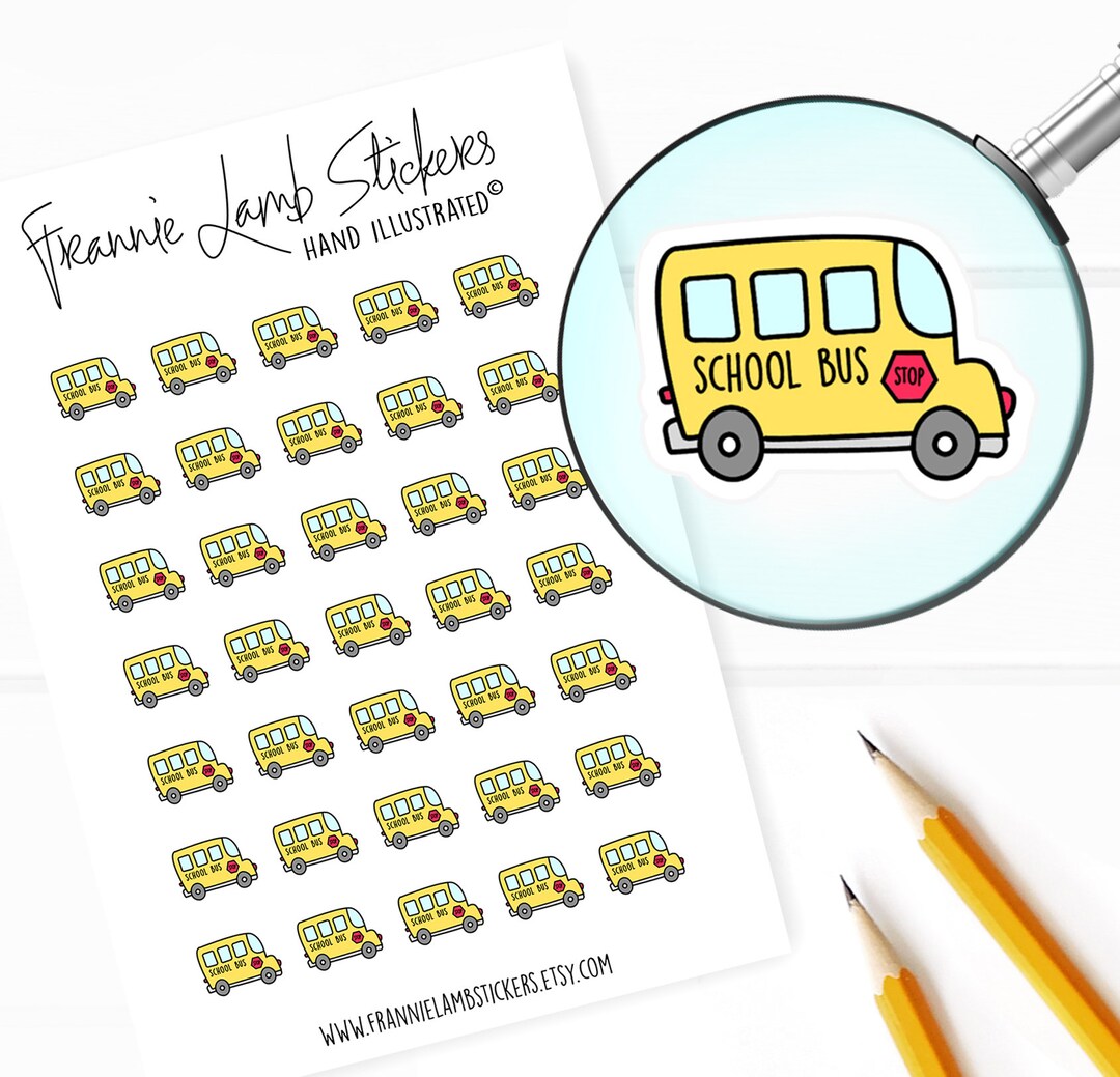 School Bus Stickers (1/2" Each), School Planner Stickers, Field Trip ...