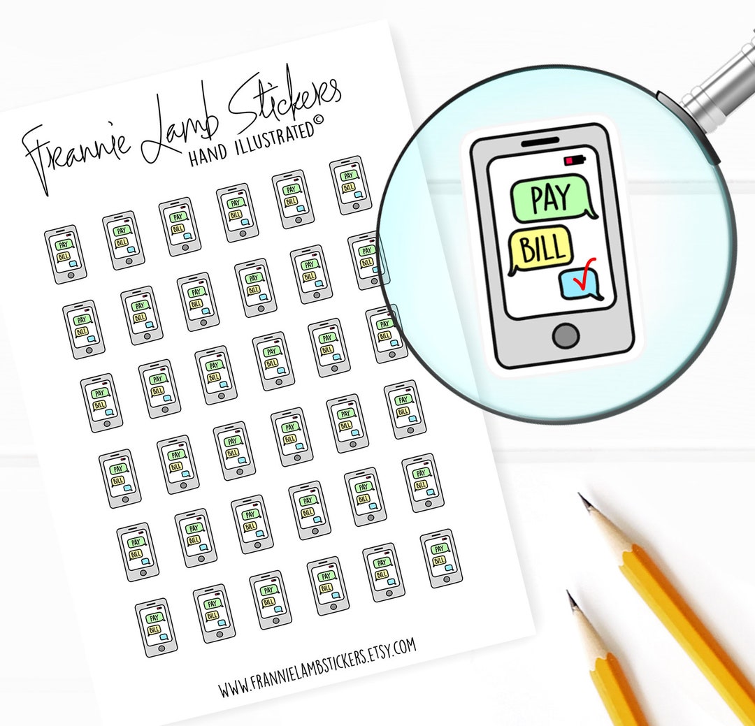 Phone Bill Stickers (1/2" Each), Planner Stickers, Bill Reminder ...