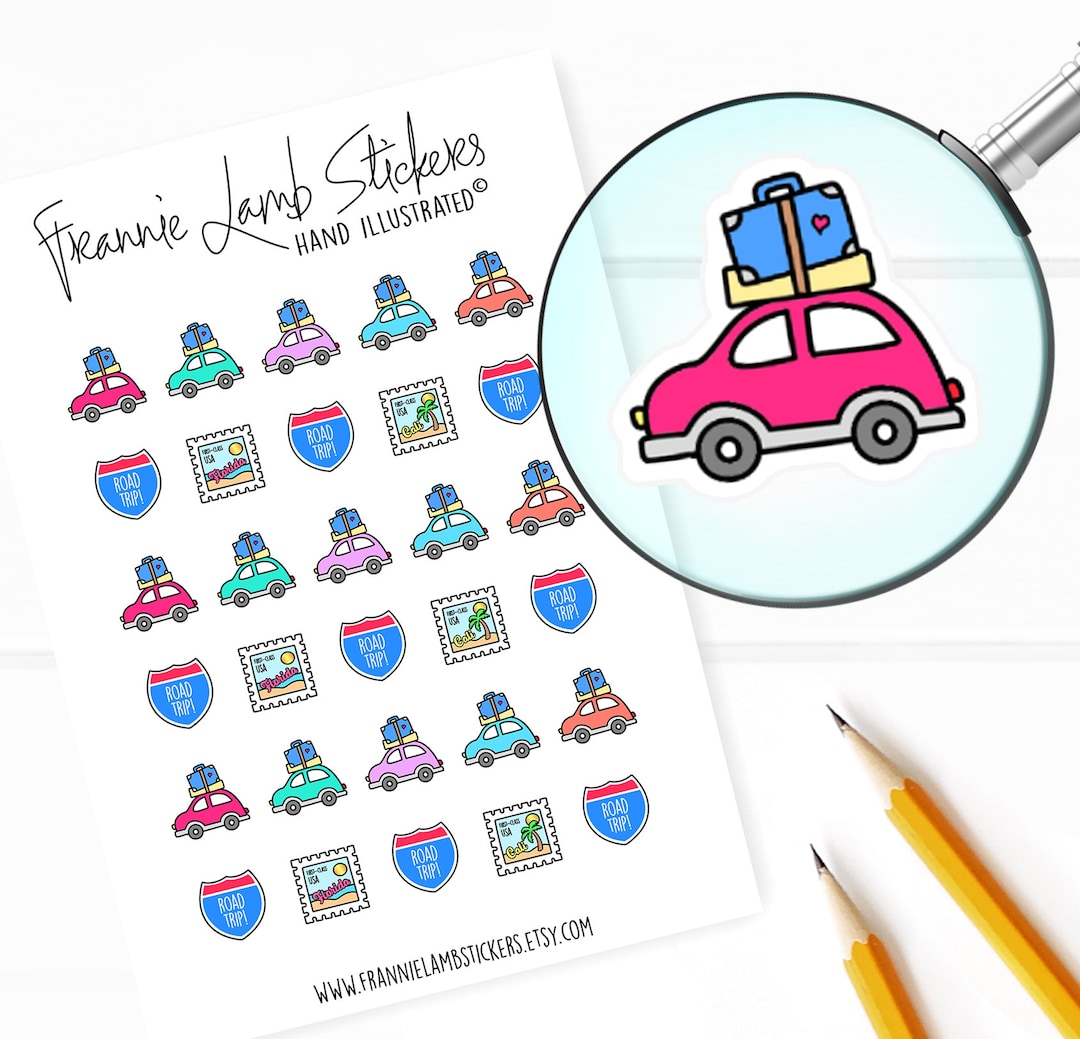 Road Trip Stickers (1/2" Each), Planner Stickers, Travel and Vacation ...