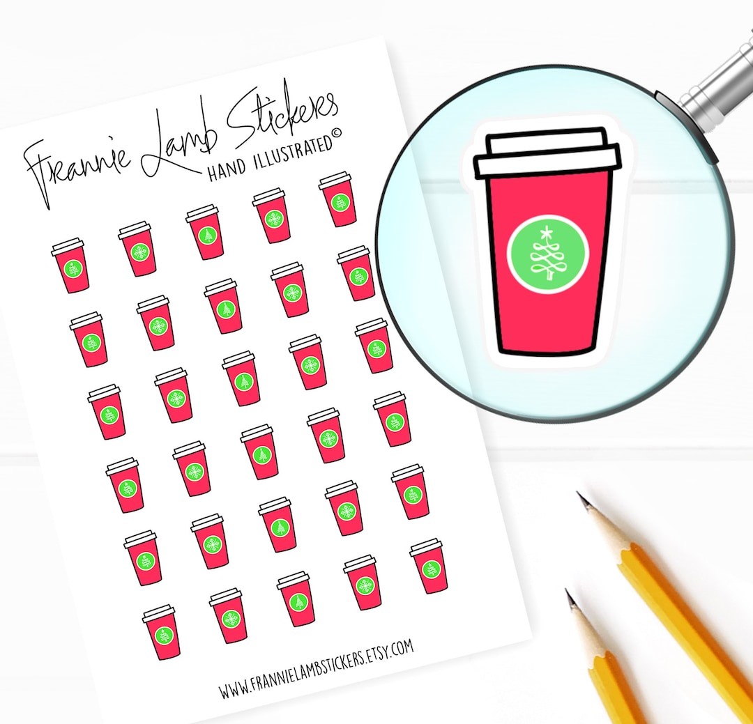 Red Holiday Cup Stickers (1/2