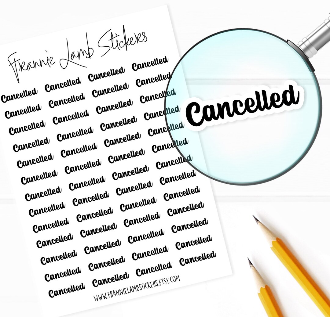 Cancelled Stickers, 52 Labels for Planners, Calendars and More, Color ...