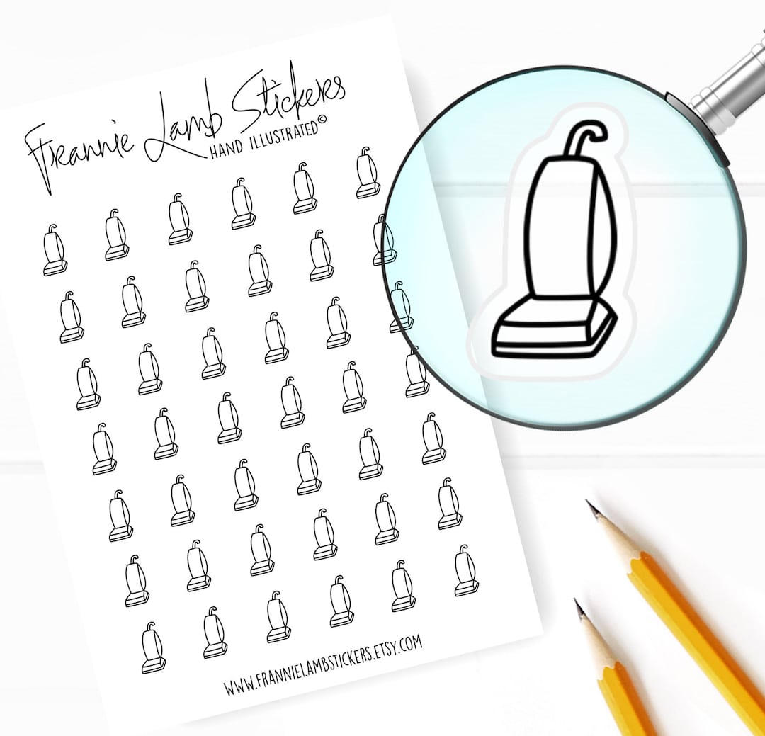 42 Clear Planner Stickers (1/2" Each), Vacuum Stickers, Chore and ...