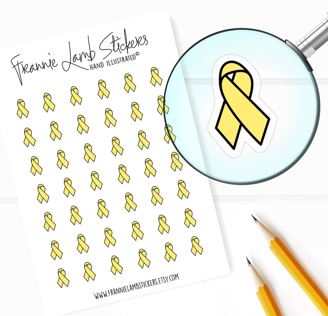 42 Clear Planner Stickers (1/2" Each), Yellow Ribbon Stickers ...
