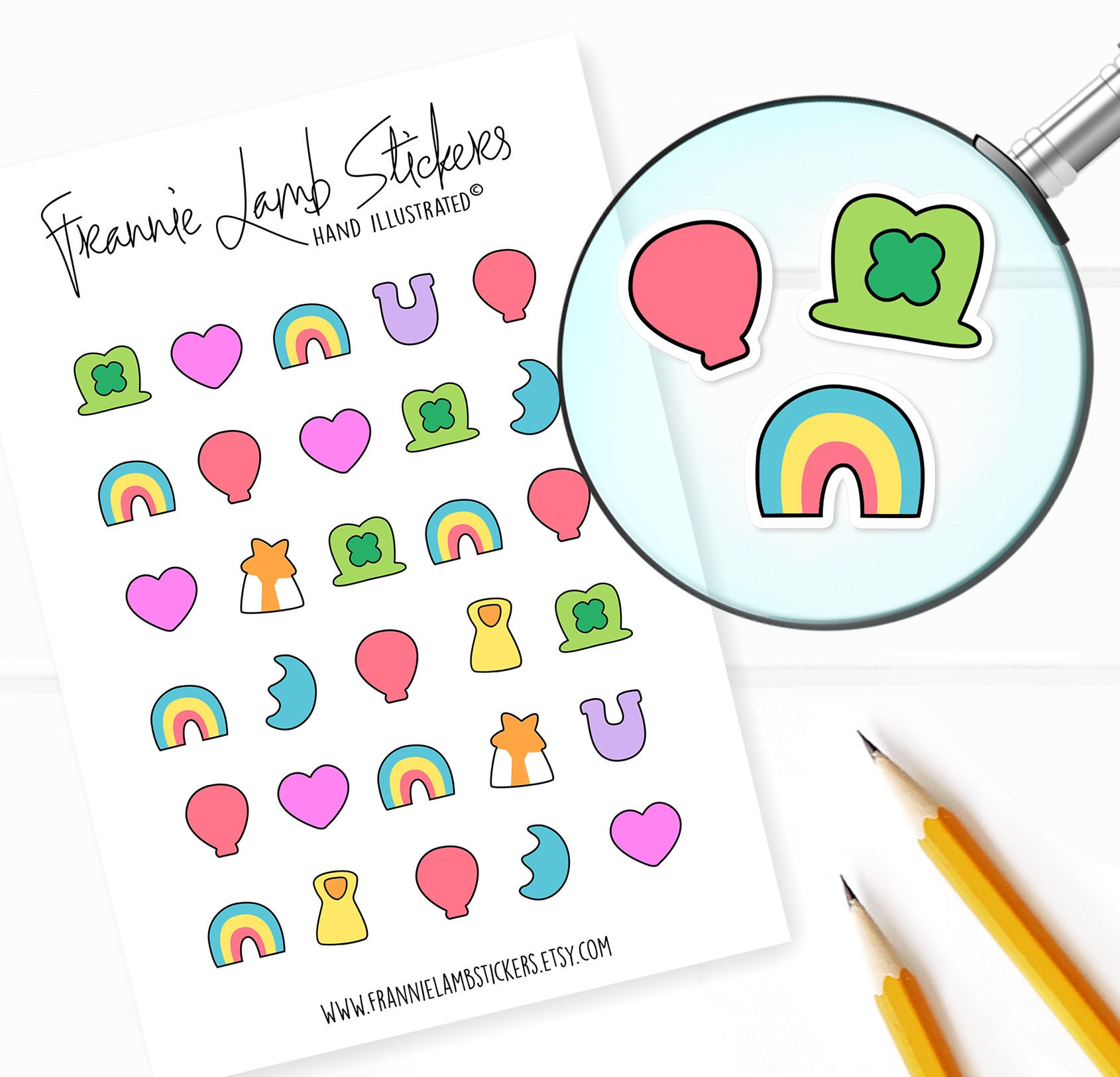 Lucky Charm Stickers (1/2" Each), Decorative Planner Stickers, Good ...