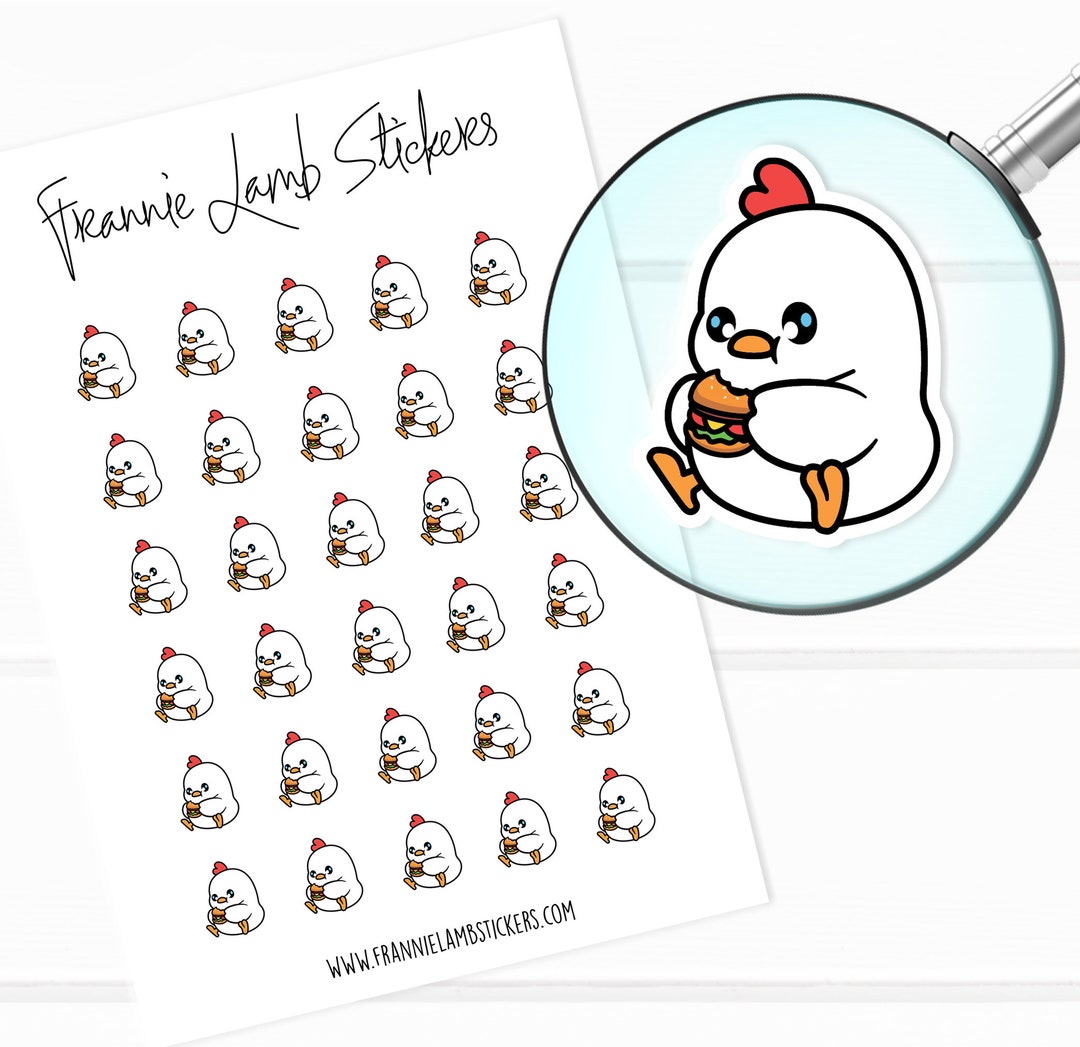 Cute Burger Chicken Stickers (1/2" Each), Planner Stickers, Cute ...