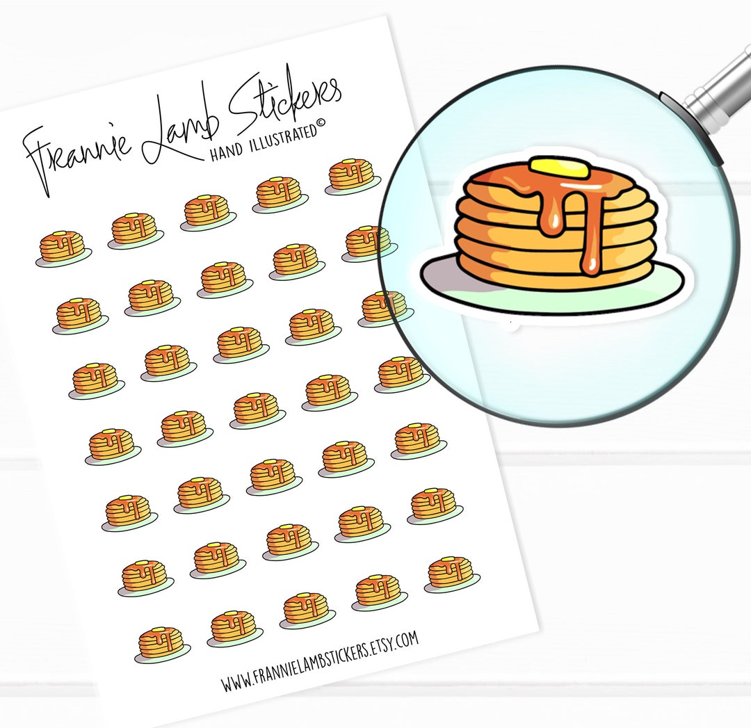 Pancake Stickers (1/2" Each), Breakfast Stickers, Food Stickers for ...