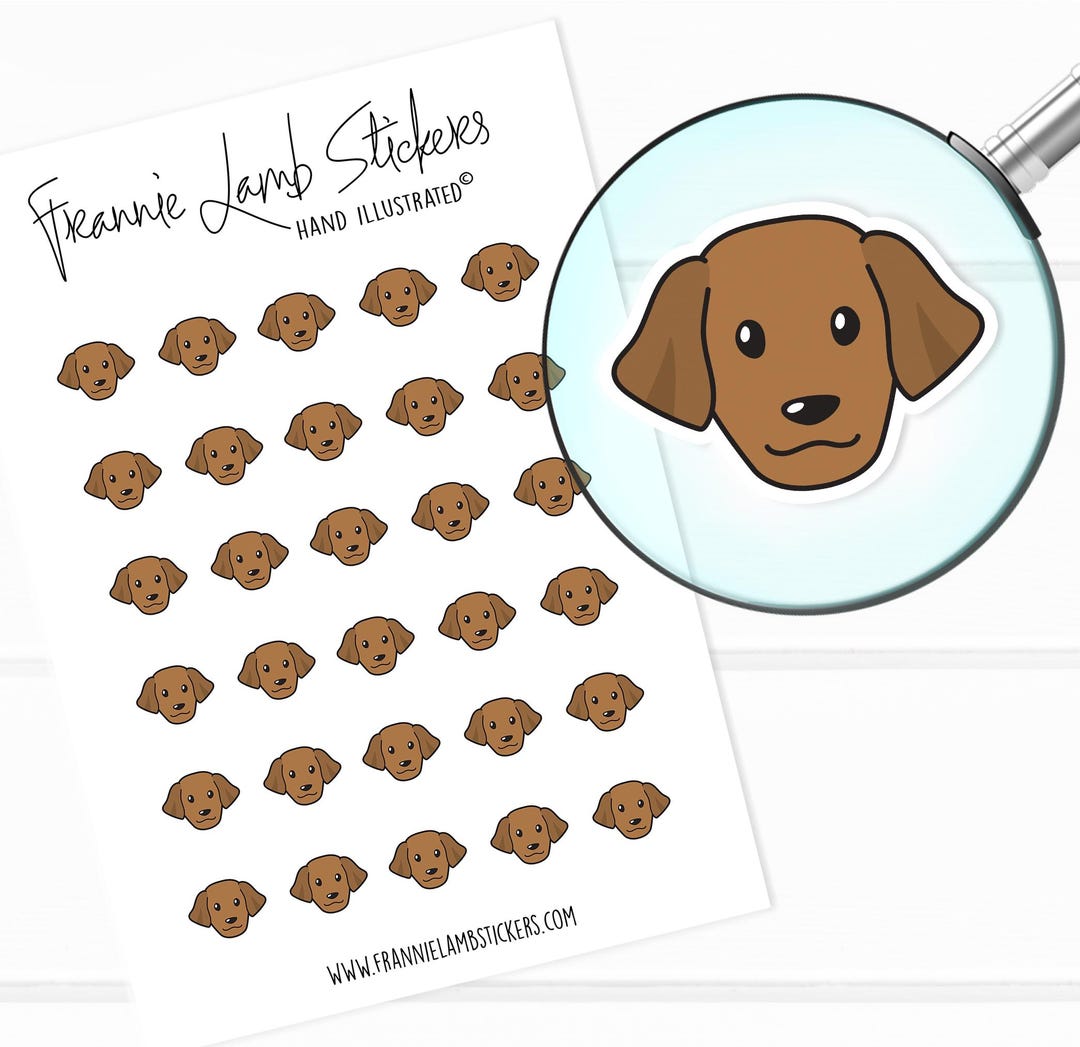 Chocolate Labrador Stickers (1/2" Each), Dog Stickers, Cute Pet ...