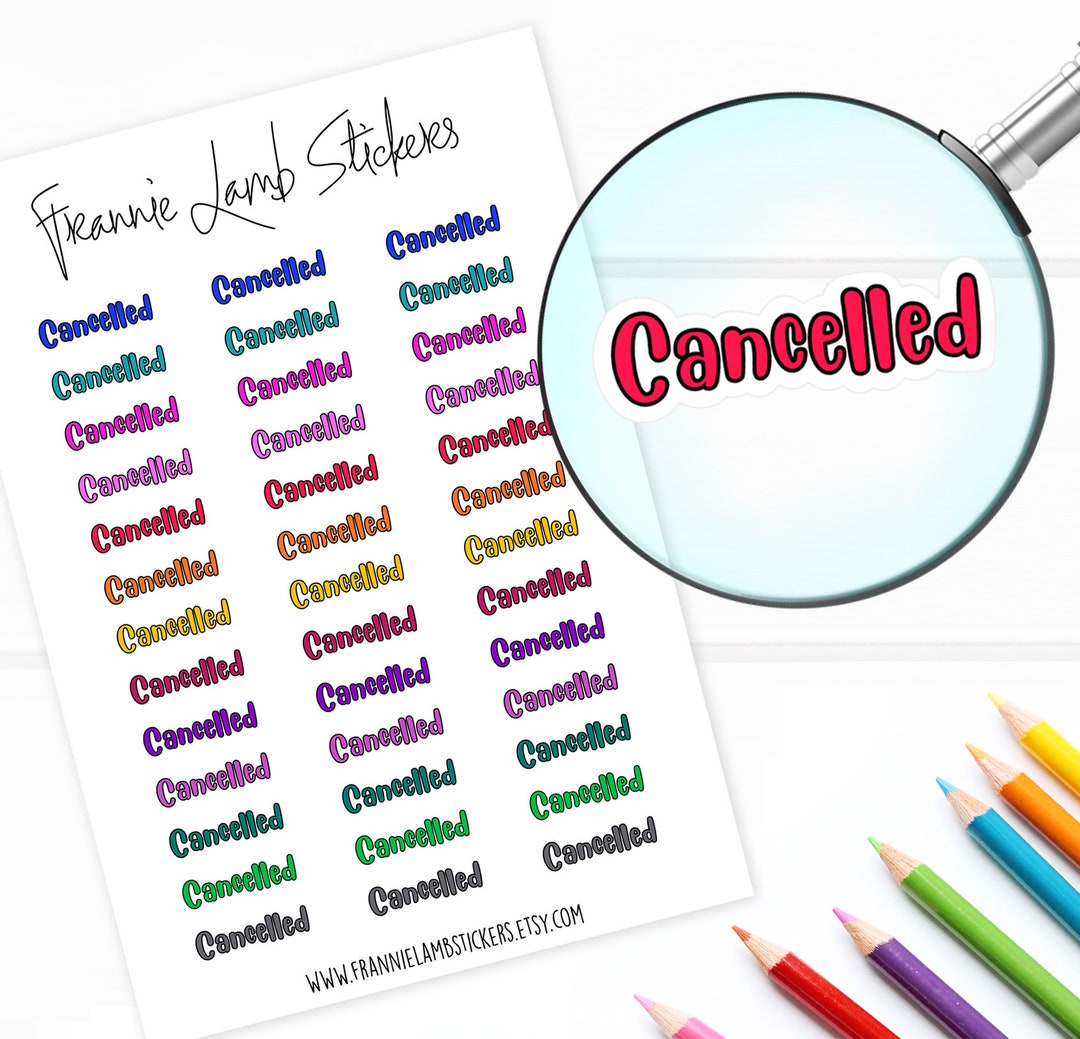 Cancelled Stickers/labels for Planners, Calendars & Folders, Choice of ...