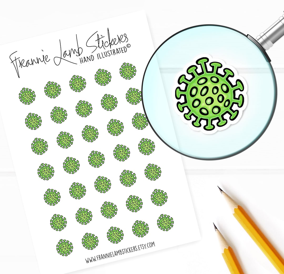 Virus Stickers (1/2" Each), Virus and Medical Stickers for Calendars ...