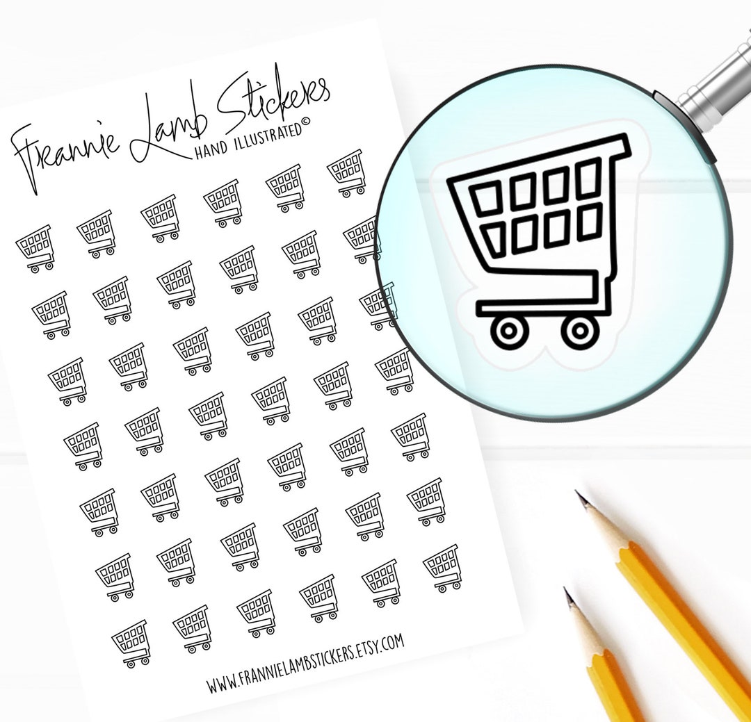 42 Clear Planner Stickers (1/2" Each), Shopping Cart Stickers, Shopping ...