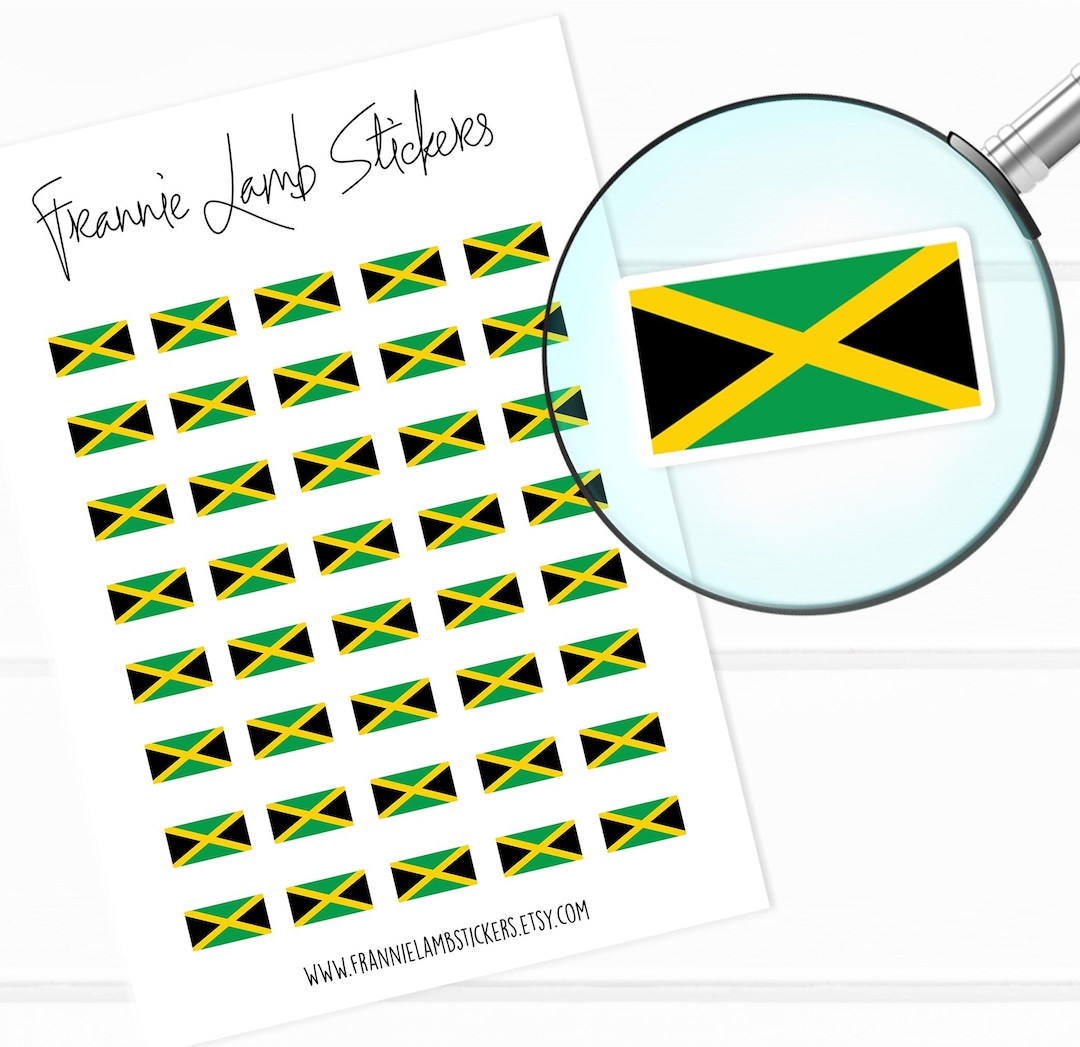Jamaican Flag Stickers (1/2" Each), 40 Stickers, Jamaican Stickers ...