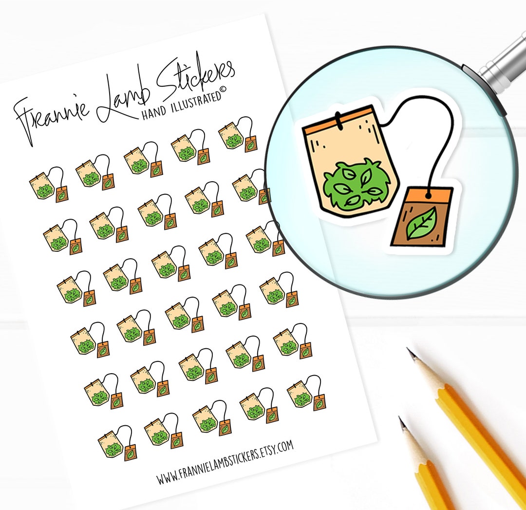 Tea Bag Stickers (1/2" Each), Planner Stickers, Decorative Stickers ...