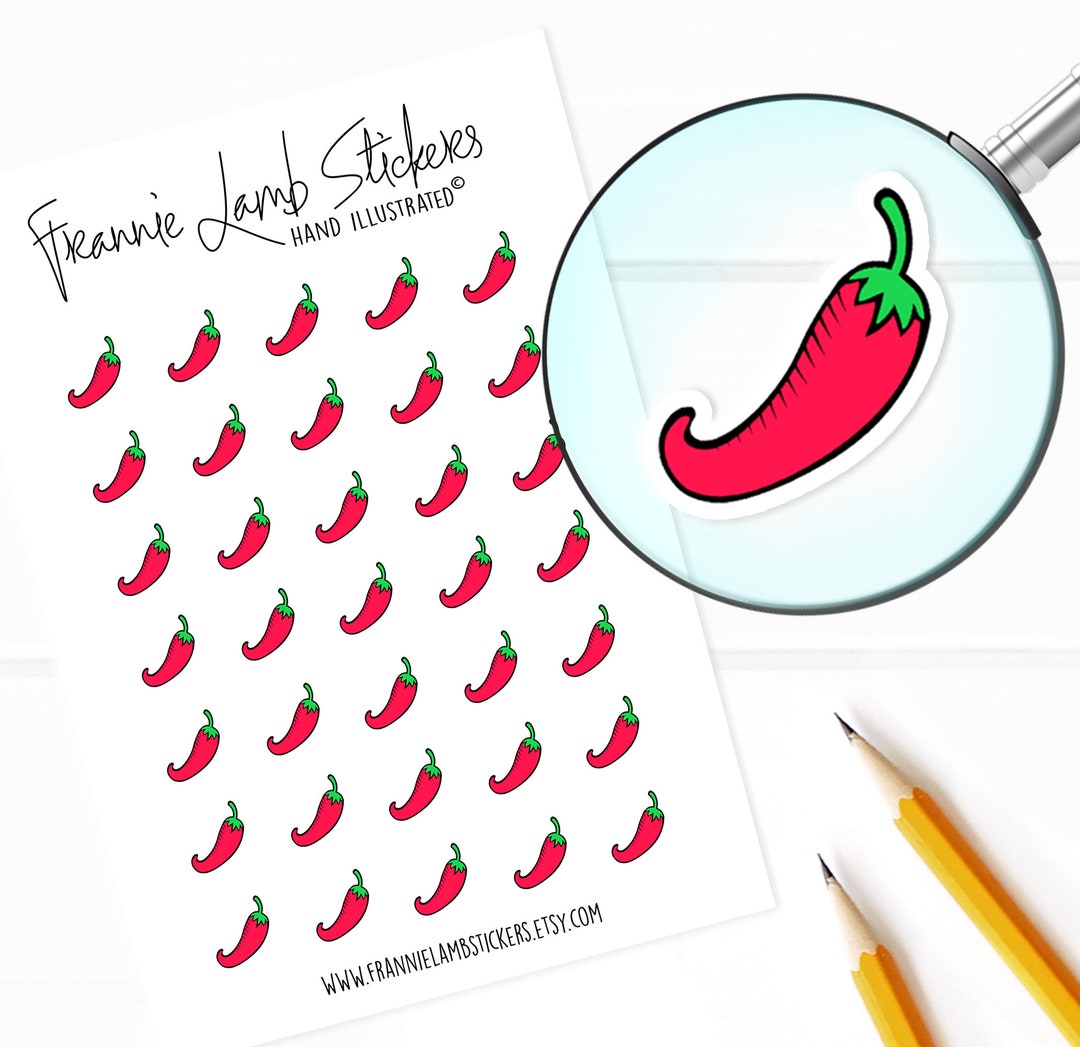 Red Pepper Stickers (1/2" Each), Planner Stickers, Decorative Stickers ...