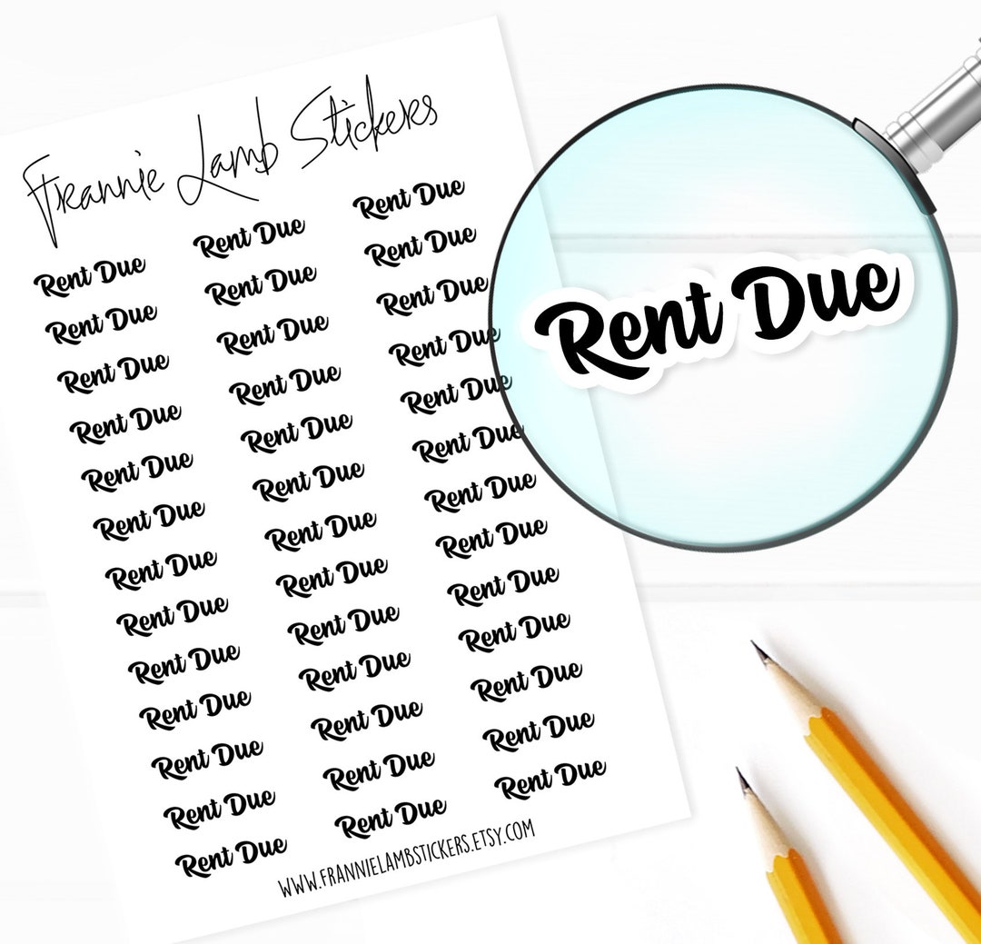 Rent Due Stickers, 52 Labels for Planners, Calendars and More, Color ...