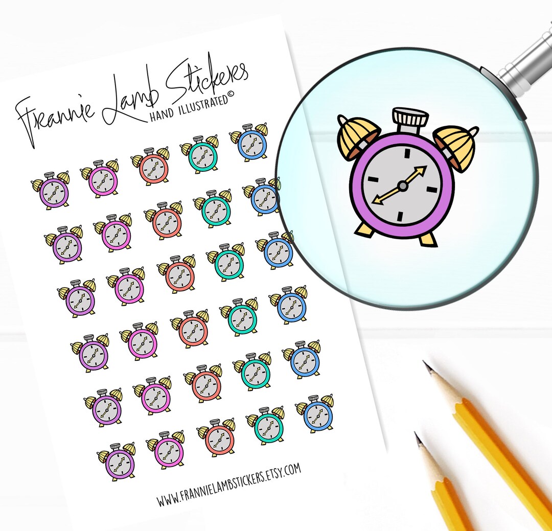 Clock Stickers (1/2" Each), Planner Stickers, Reminder Stickers, School ...