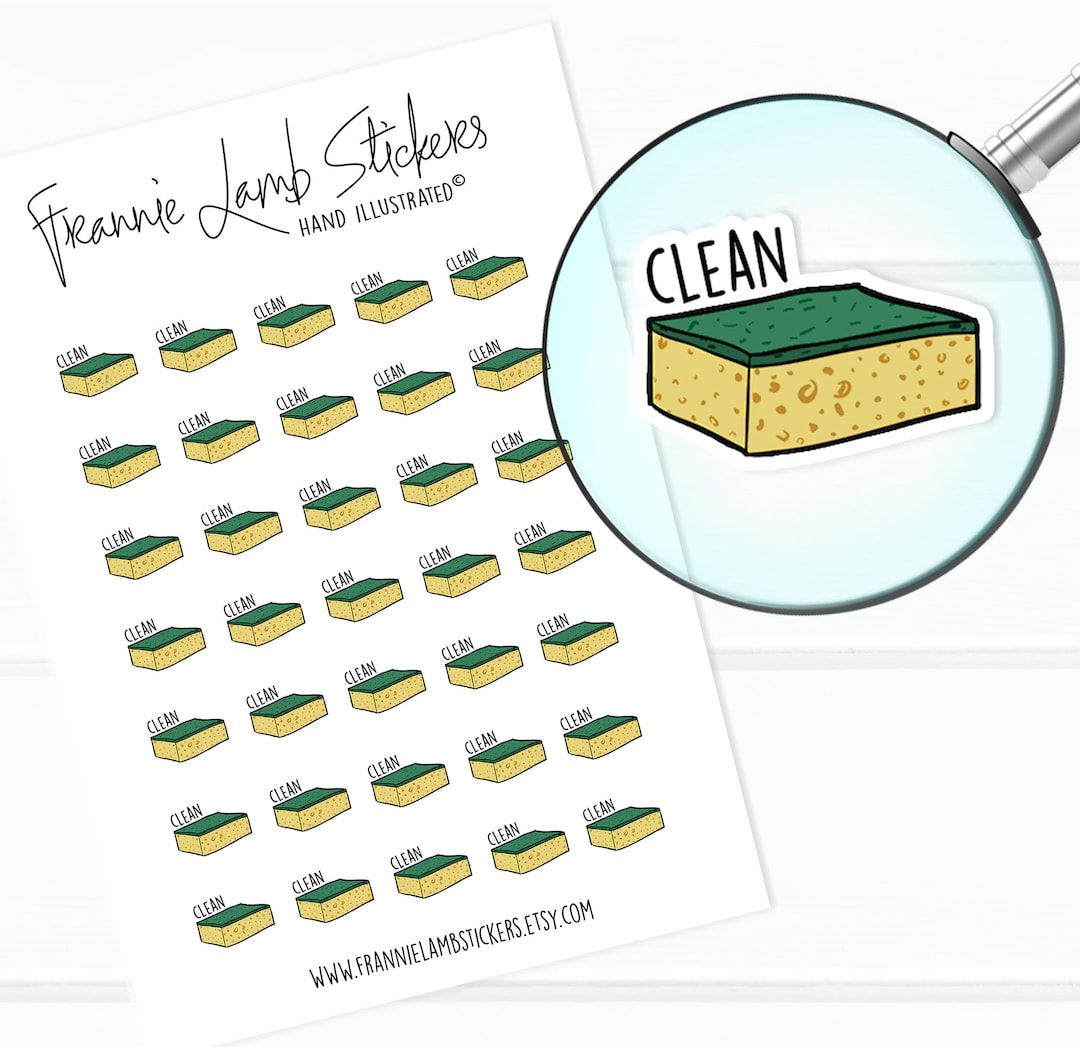 Sponge Stickers (1/2" Each), Cleaning and Chore Stickers for Calendars ...