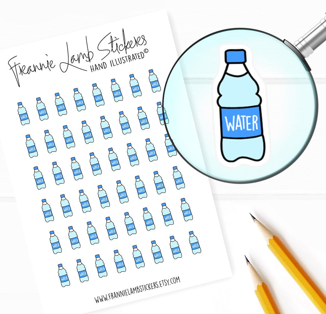 Water Stickers (1/2" Each), Water Reminder Planner Stickers, Hydration ...