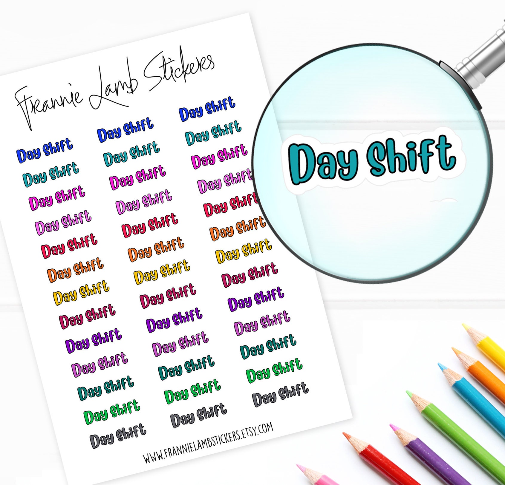 Day Shift Stickers/labels for Planners, Calendars & Folders, Choice of ...