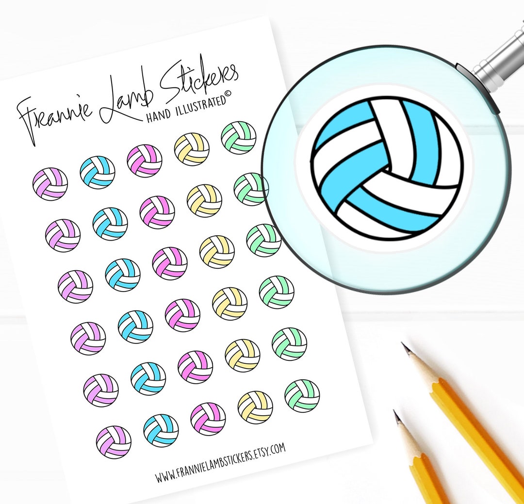 Volleyball Stickers (1/2" Each), Sport Planner Stickers, Volleyball ...