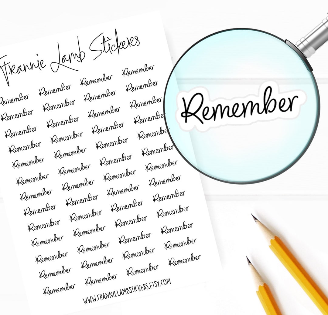Remember Planner Stickers (COLOR OPTIONS), 52 Stickers, Choice of Clear ...