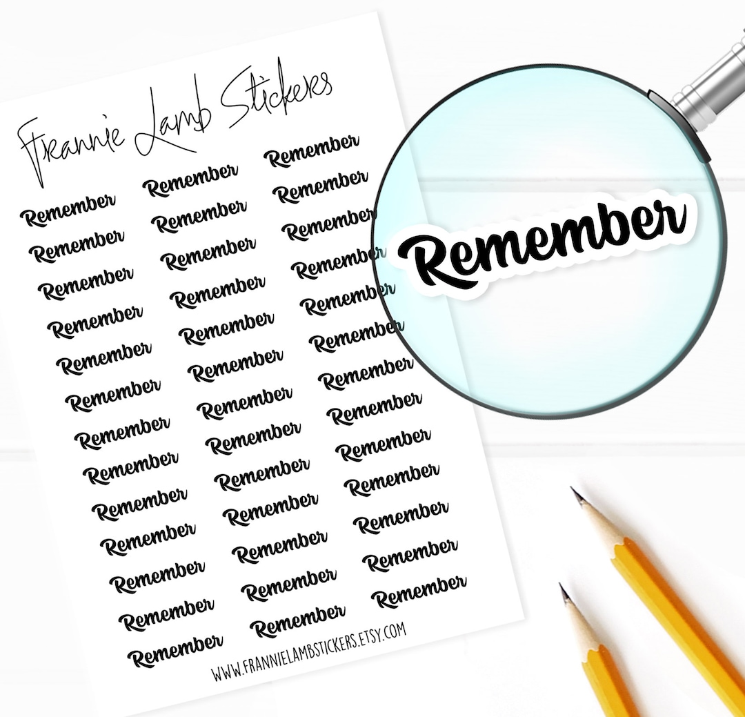 Remember Stickers, 52 Labels for Planners, Calendars and More, Color ...