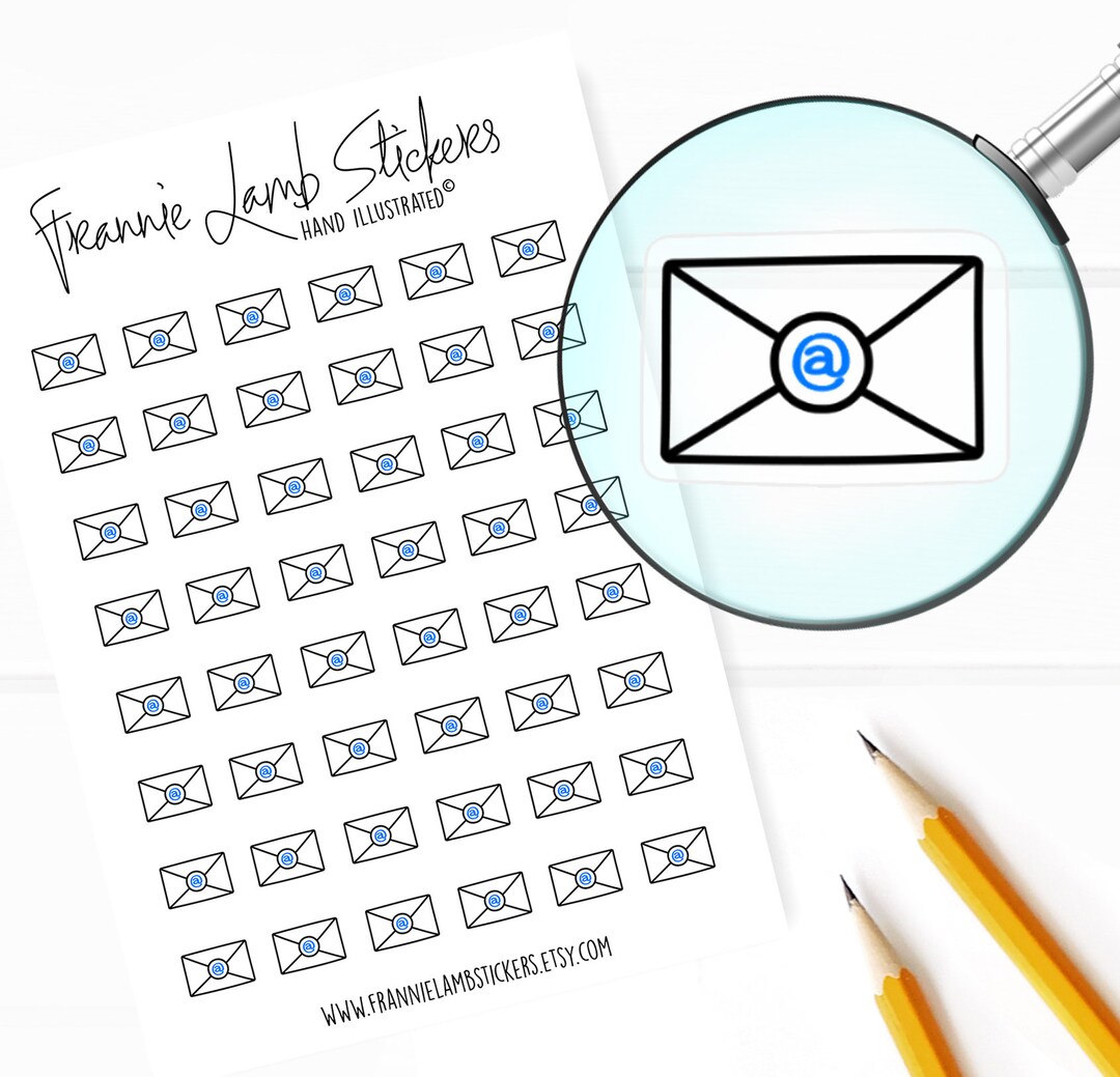 48 Clear Planner Stickers (1/2" Each), Email Stickers, Work and School ...